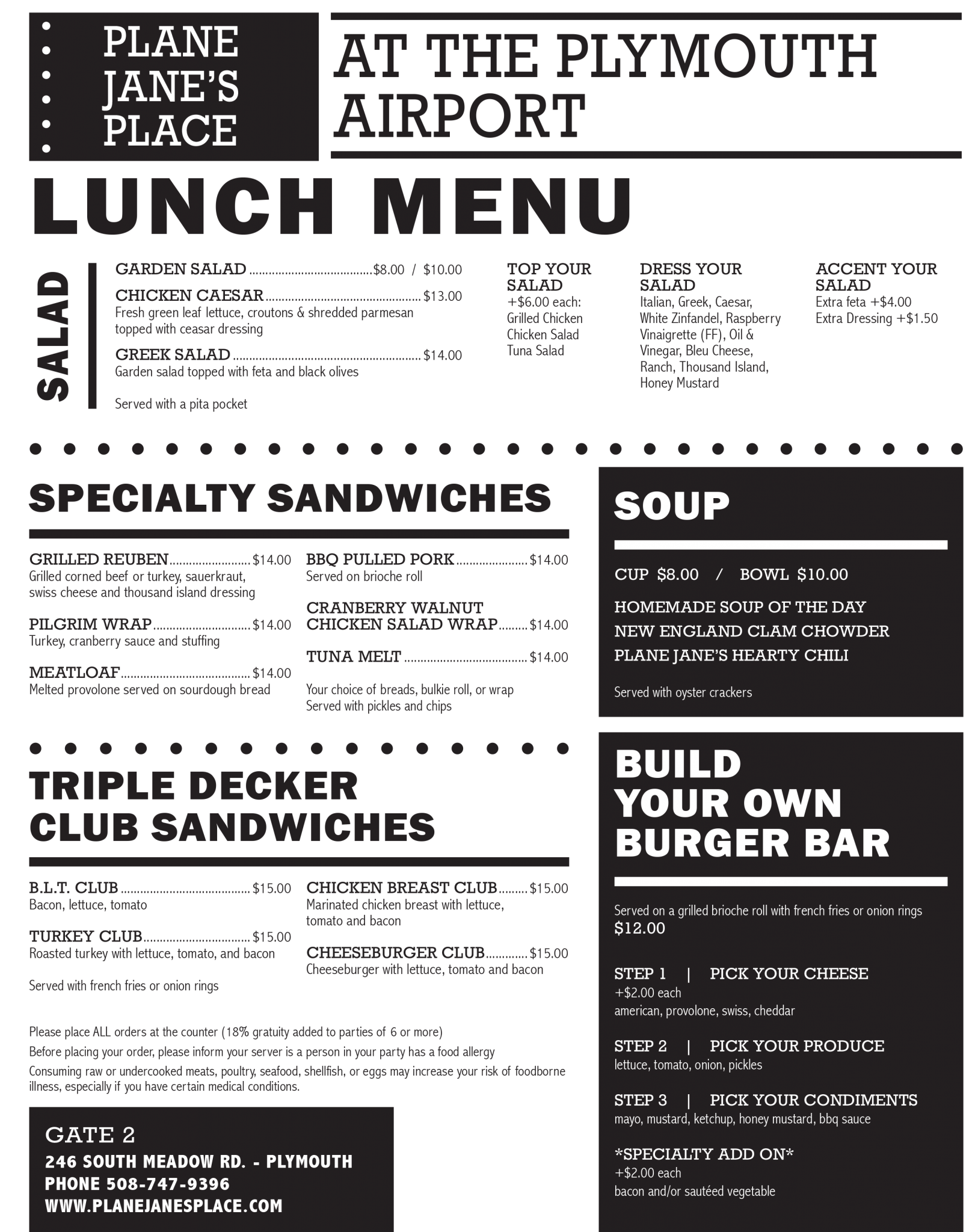 Daily Menu - Plane Jane's Place